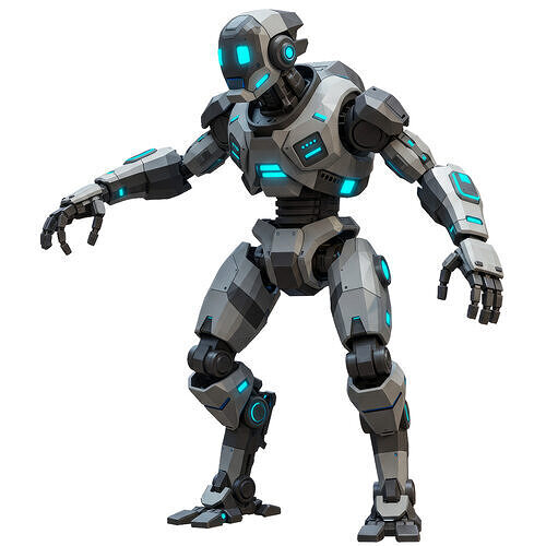 futuristic-gray-and-white-robot-with-glowing-blue free VR / AR / low ...