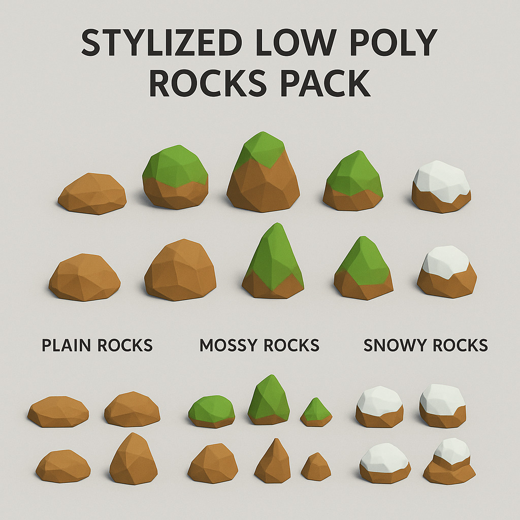 3D model Stylized Low Poly Rock Pack 35 Variations VR / AR / low-poly ...
