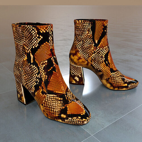 3D model Luxury Snake Print Ankle Boots VR / AR / low-poly | CGTrader