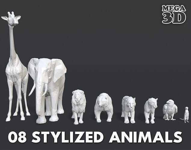 3D model 08 Low poly Stylized Animals VR / AR / low-poly | CGTrader