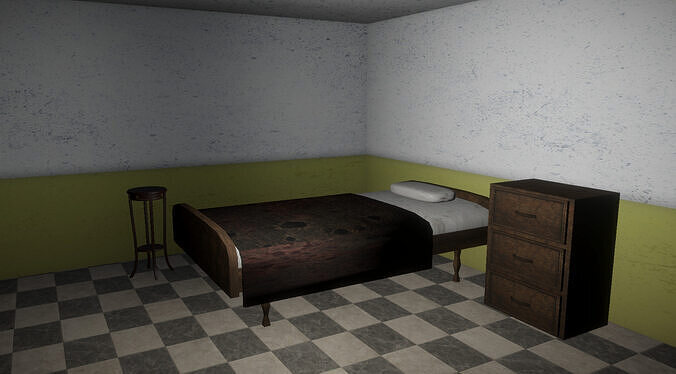 Horror room model for indie game free VR / AR / low-poly 3D model ...