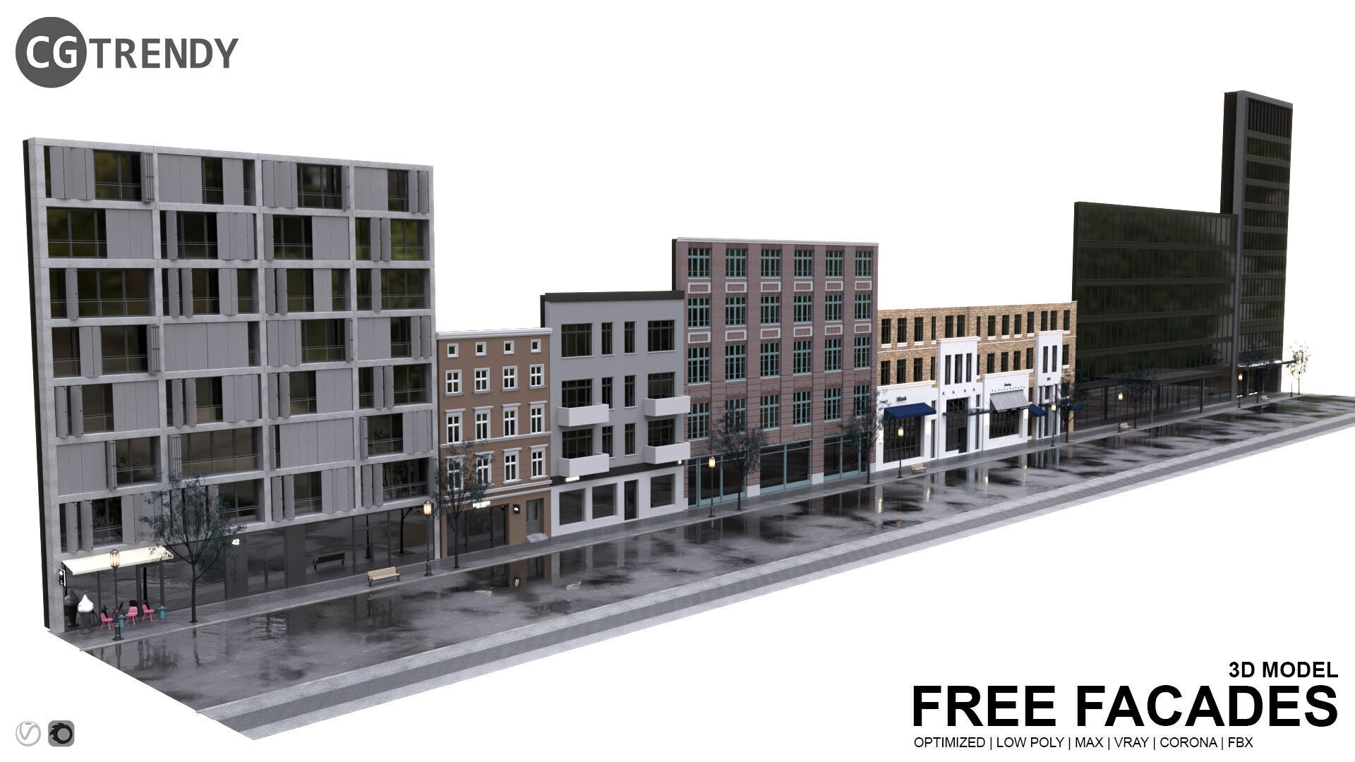 Free Facades - 3D Exterior free 3D model | CGTrader