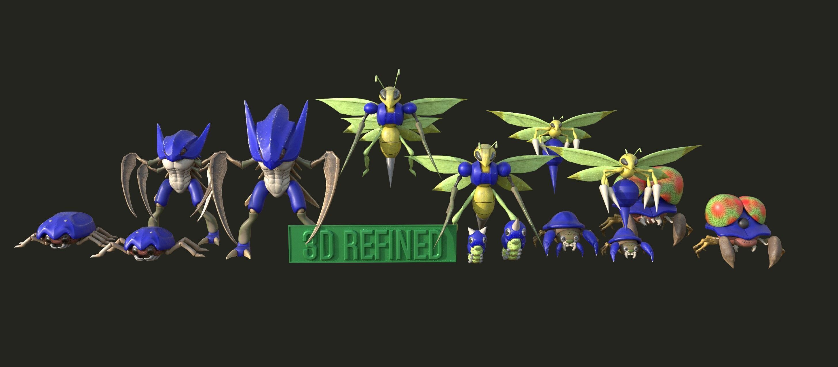 3D model Creature Monster Bundles- Insects- evolution variety pack VR ...