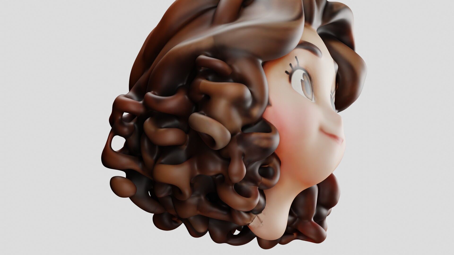 Curly Cutie Stylized 3D Girl Character Head free VR / AR / low-poly 3D ...