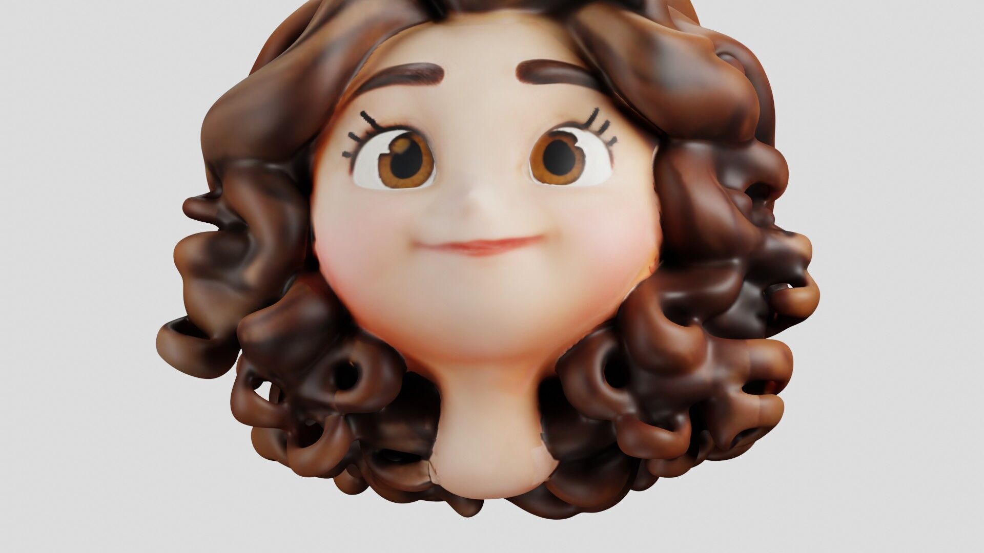 Curly Cutie Stylized 3D Girl Character Head free VR / AR / low-poly 3D ...