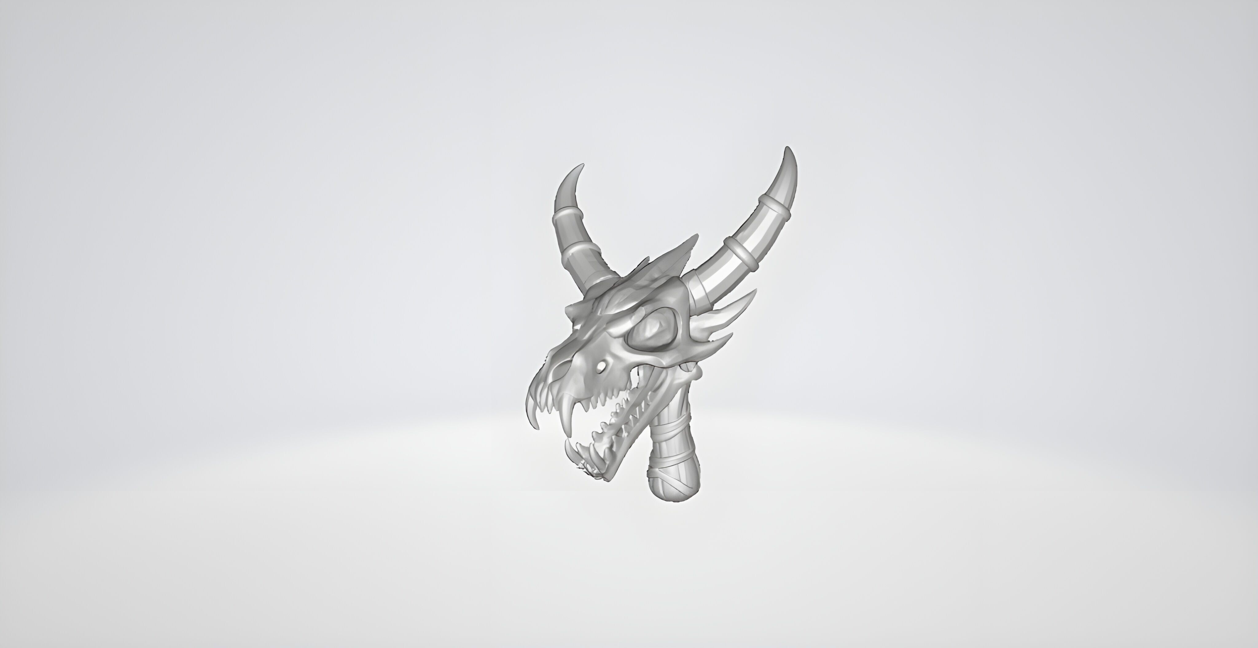 Fierce Demon Skull with Curved Horns and Fangs 3D model | CGTrader