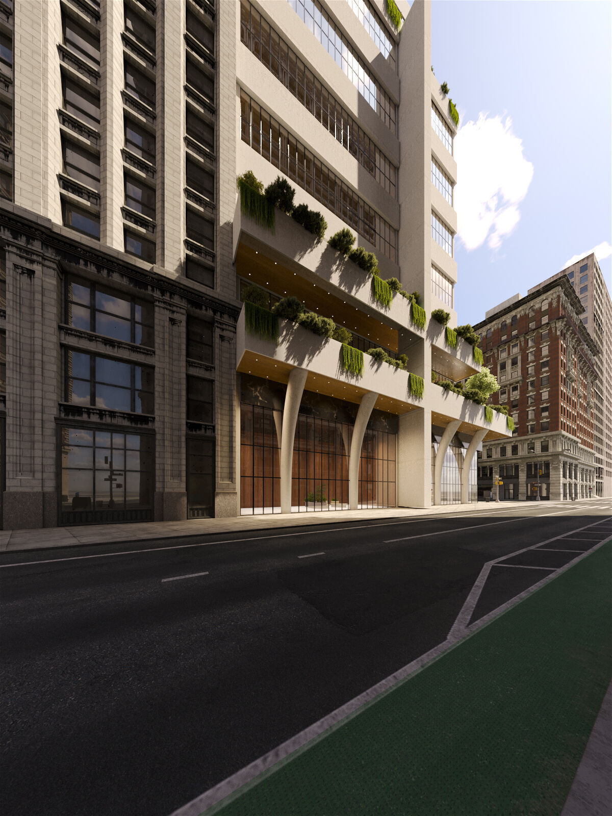 NYC Street with Modern Commercial Building 3D City Scene 3D model ...