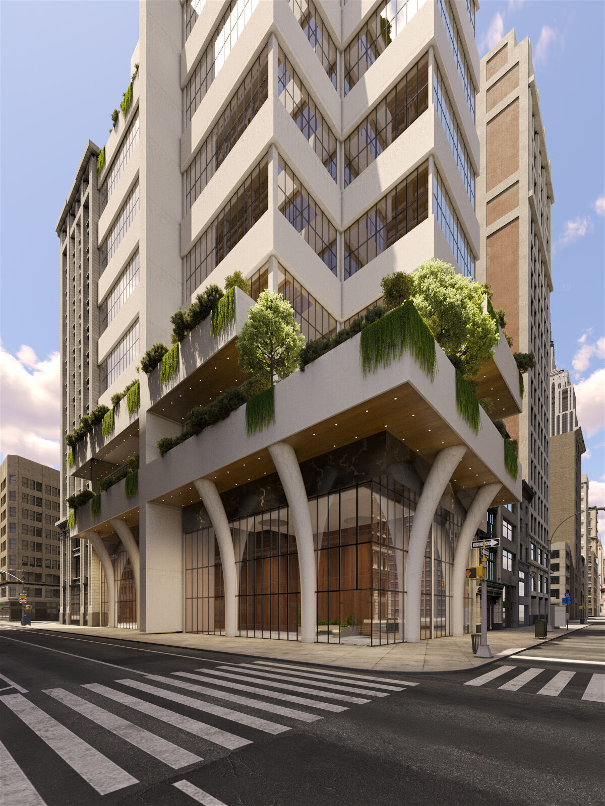 NYC Street with Modern Commercial Building 3D City Scene 3D model ...