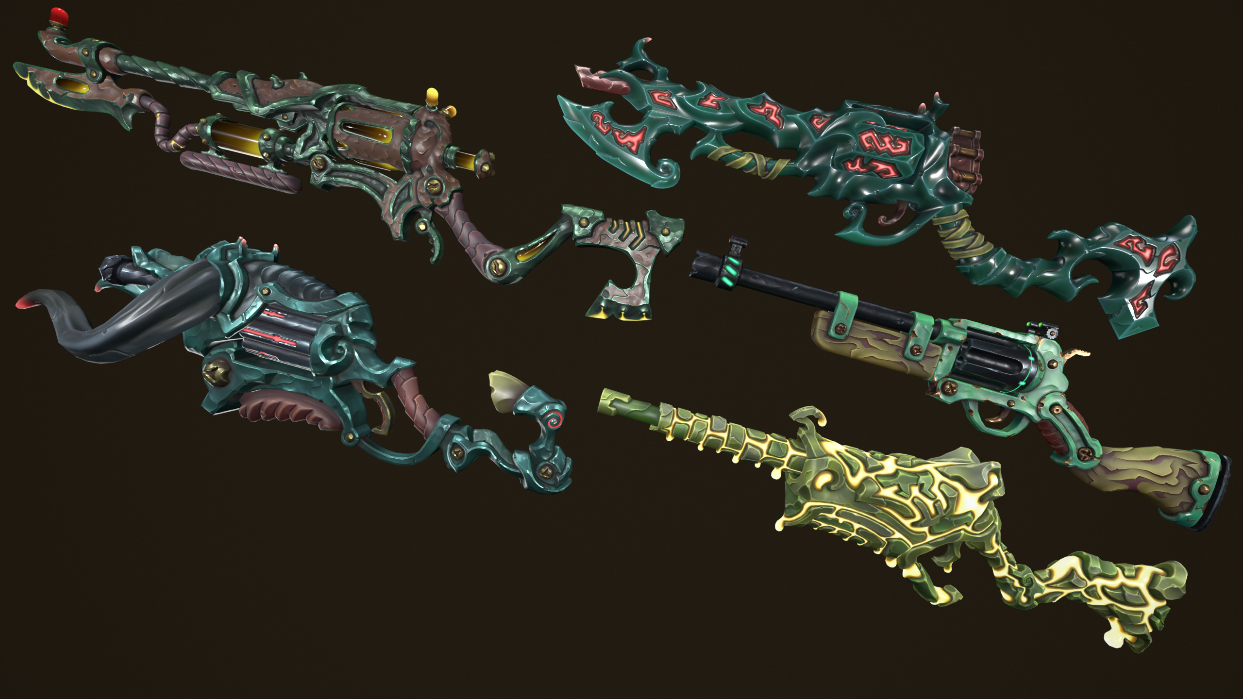 3D model Modular stylized rifles collection VR / AR / low-poly | CGTrader