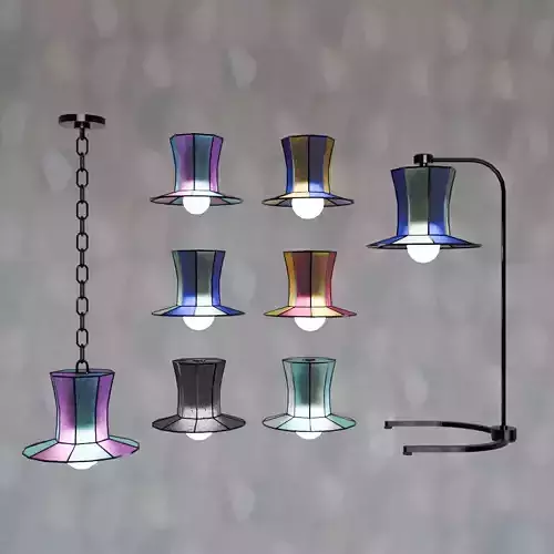 Stained glass style silk hat lamp 3D model | CGTrader