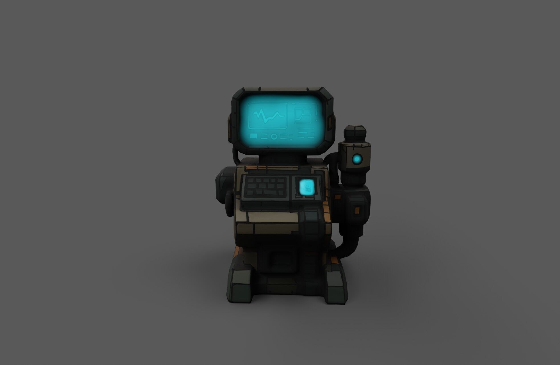 3D model Low Poly Sci-Fi Computer Console Stylized Space Station Prop ...