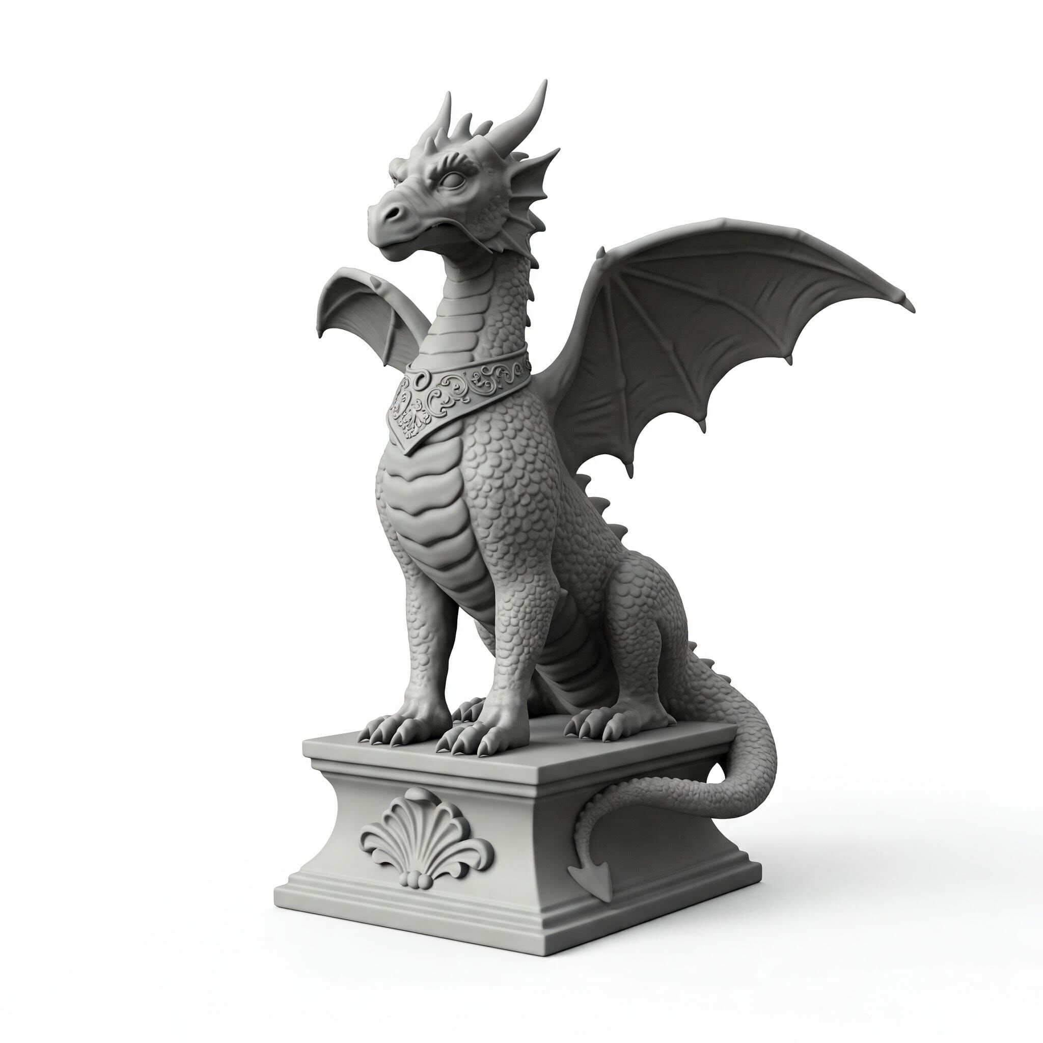 Victorian Style Dragon Sculpture 3D Model STL FBX OBJ GLB 3D model 3D ...