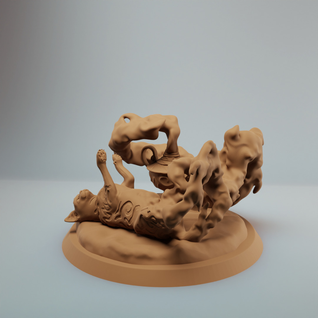 Genie cat spirit from lamp lying on back pre supported 3D model 3D ...