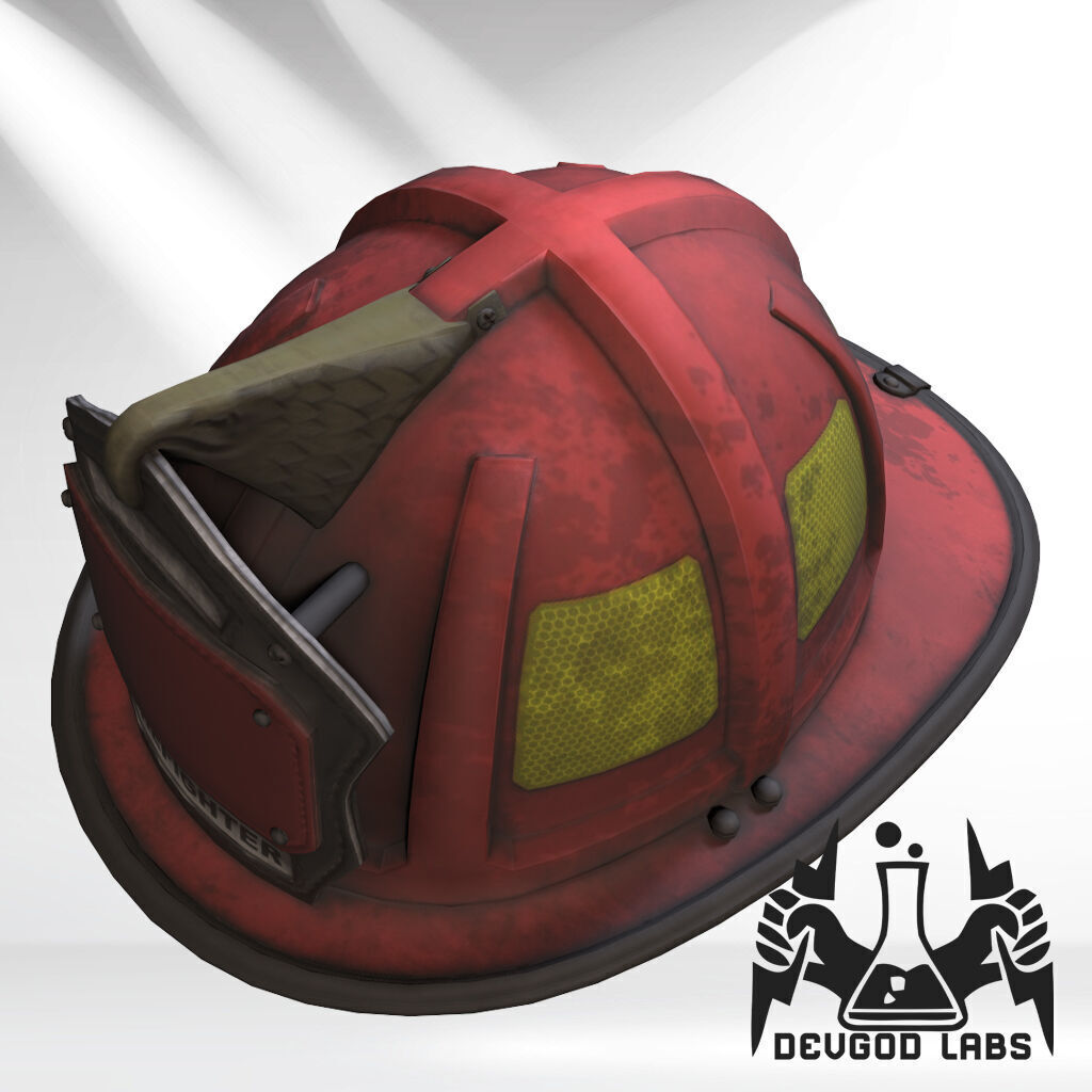 3D model Game Ready Firefighter Fireman Uniform Helmet PBR VR / AR ...