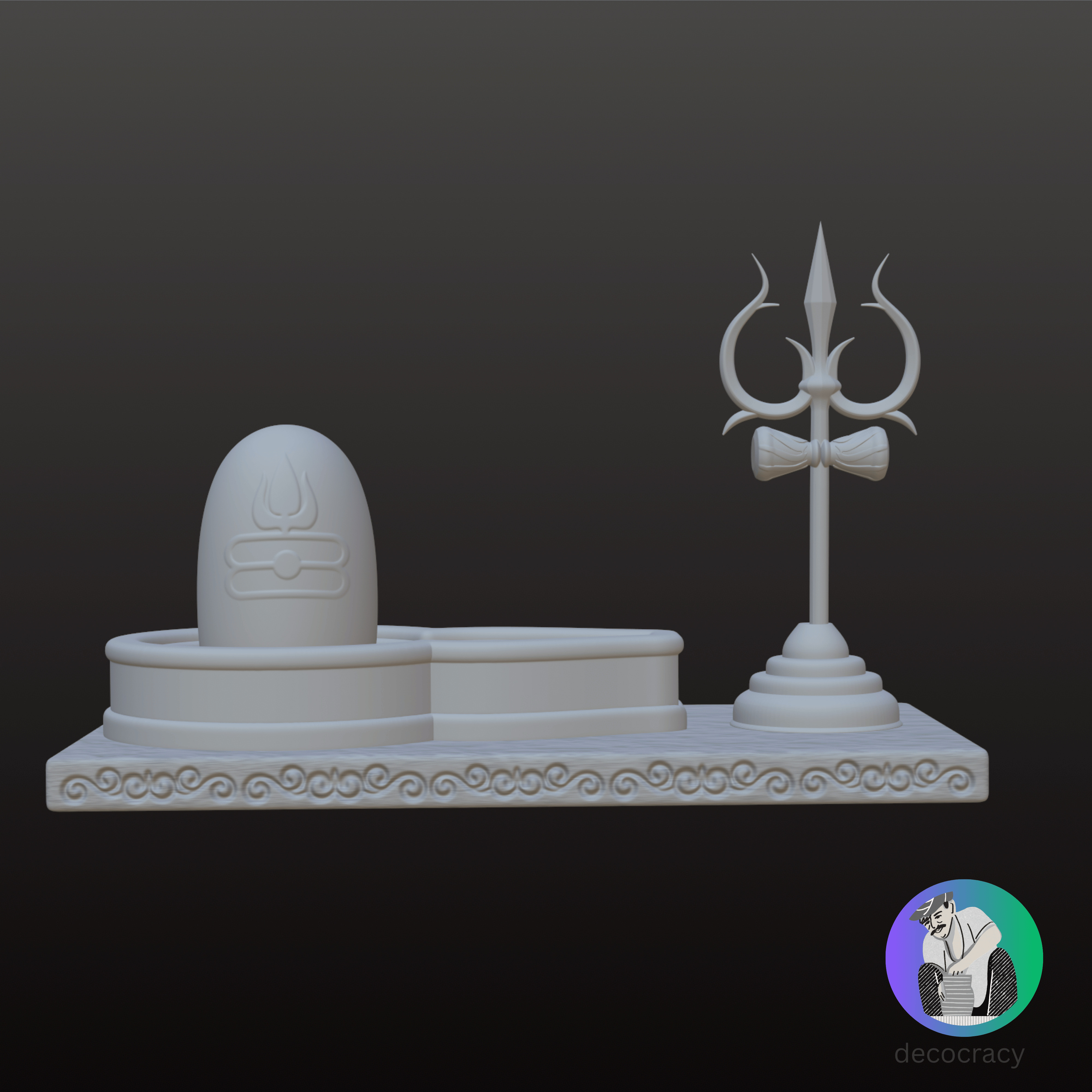 Lord Shiva Shivling On Indian Ethnic Pattern Puja Chowki Altar 3D model ...