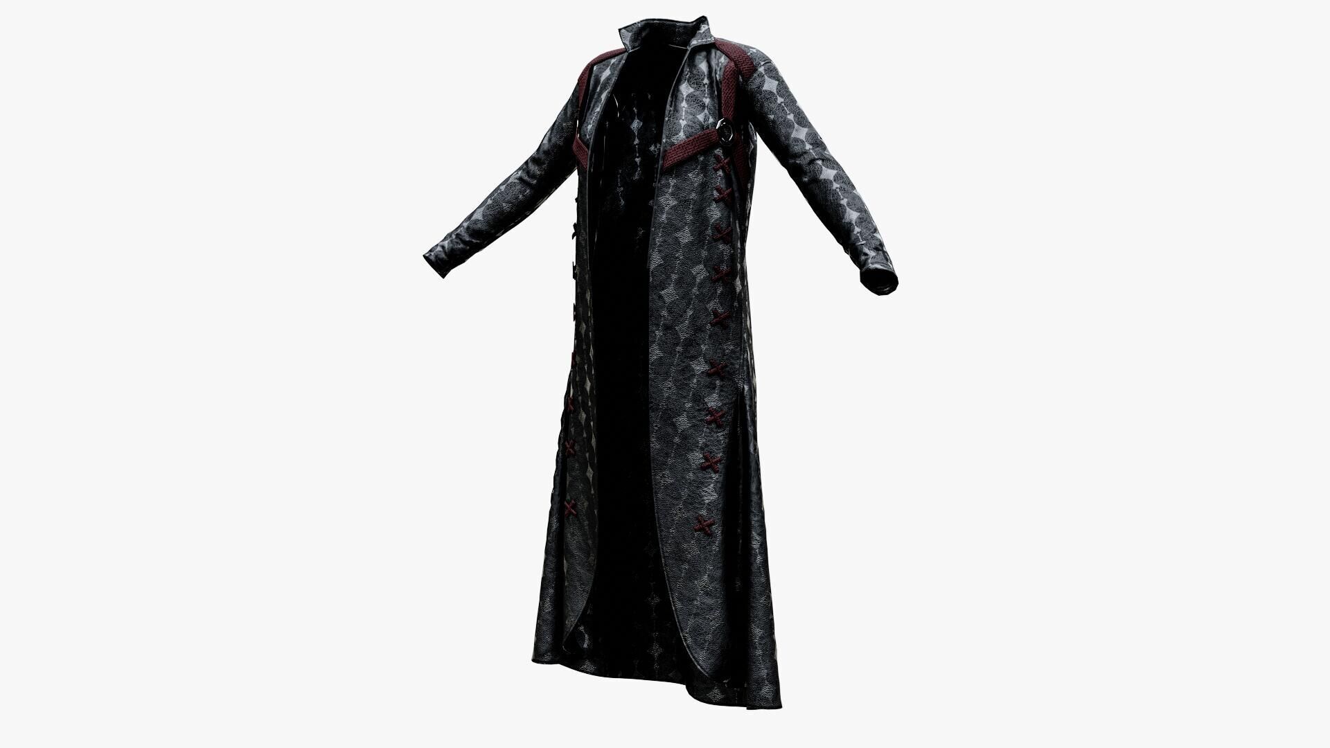 3D model Gothic Vampire Leather Overcoat VR / AR / low-poly | CGTrader