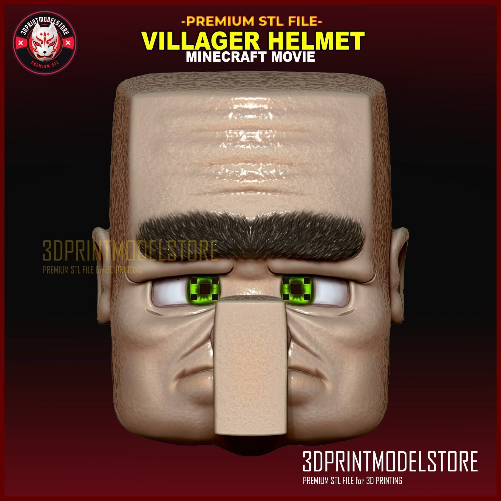 Minecraft Movie Villager Helmet Head Cosplay Mask Halloween 3D model 3D ...
