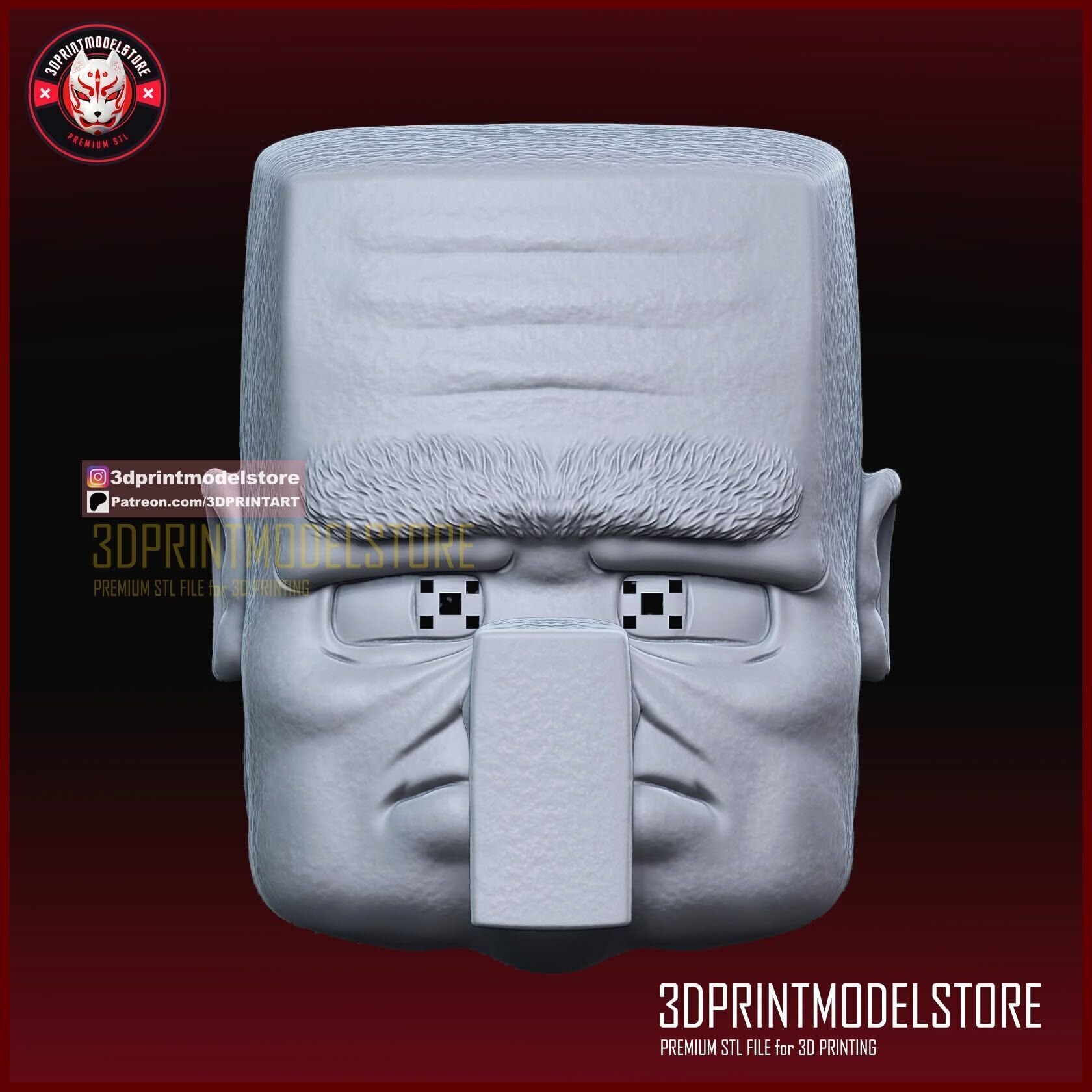 Minecraft Movie Villager Helmet Head Cosplay Mask Halloween 3D model 3D ...