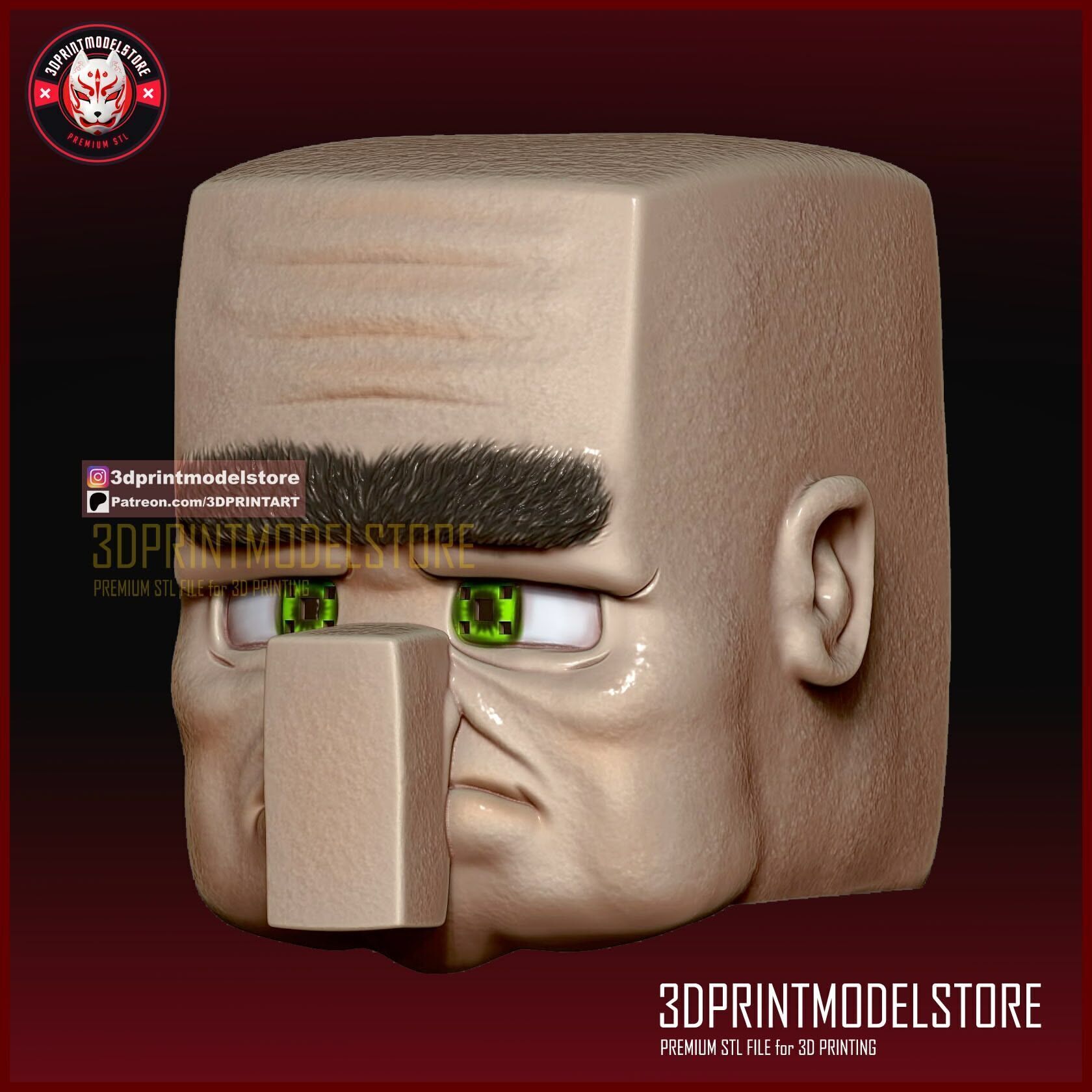 Minecraft Movie Villager Helmet Head Cosplay Mask Halloween 3D model 3D ...