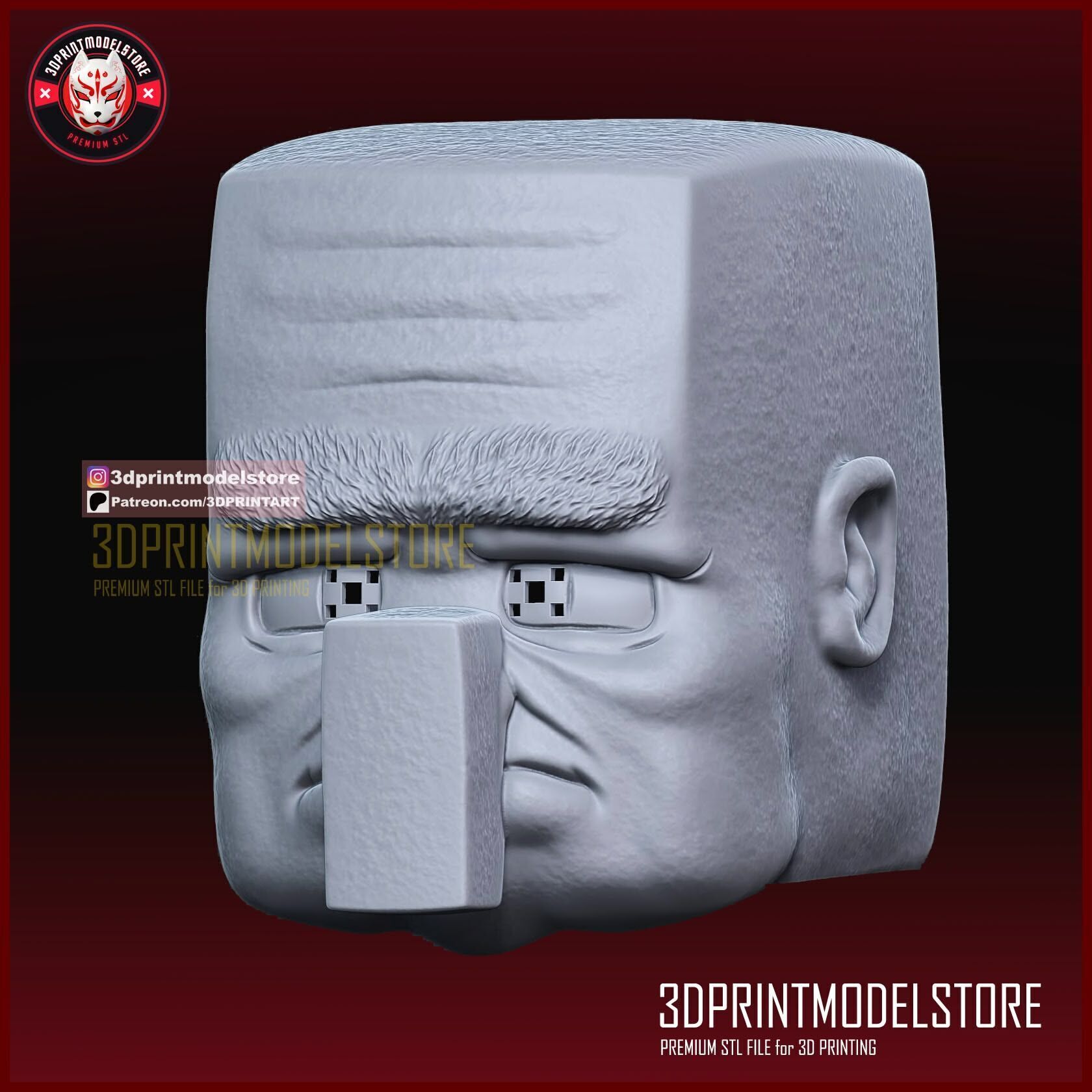 Minecraft Movie Villager Helmet Head Cosplay Mask Halloween 3D model 3D ...