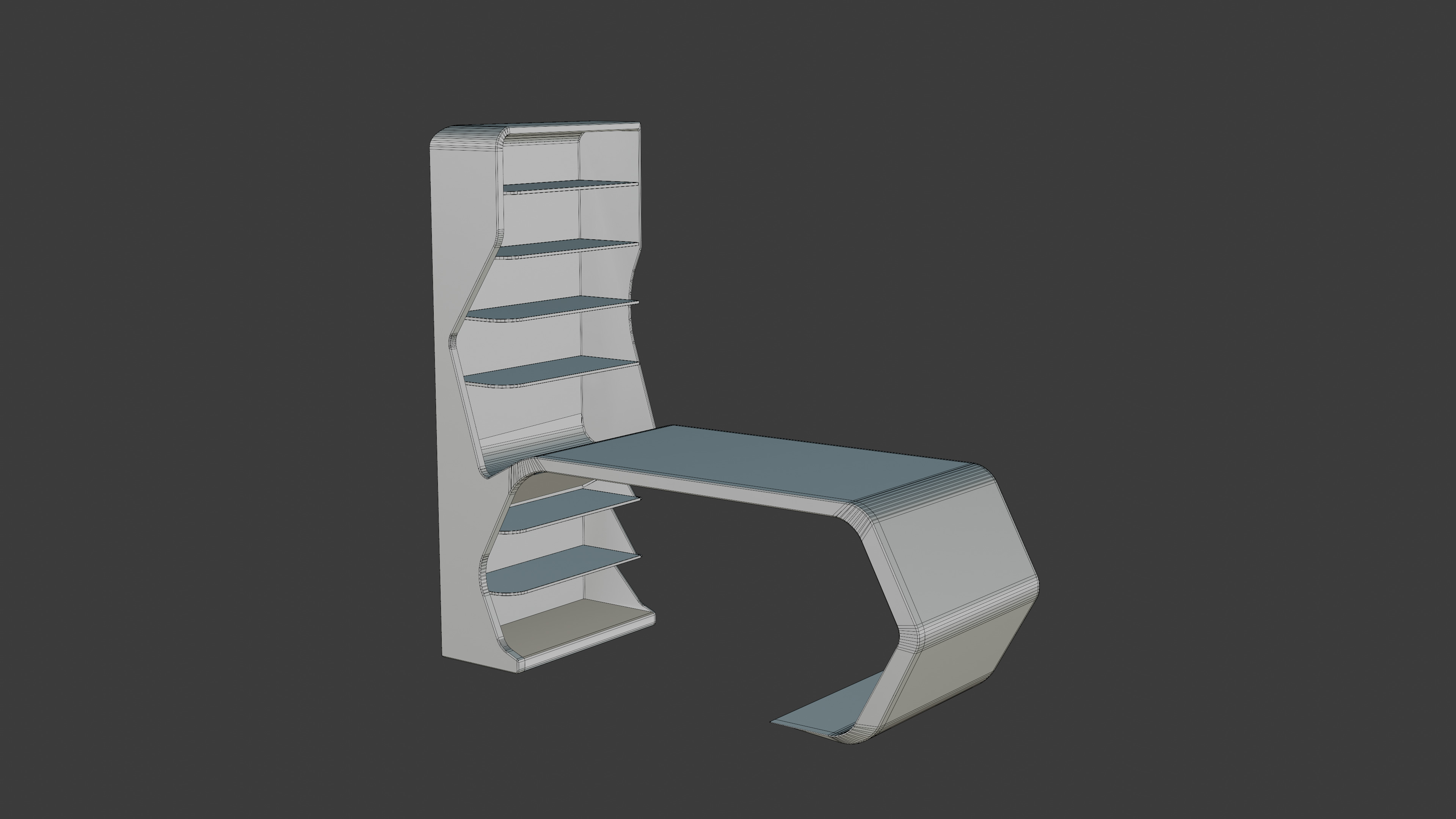 Futuristic Desk with Shelving Unit Cybernetics free VR / AR / low-poly ...
