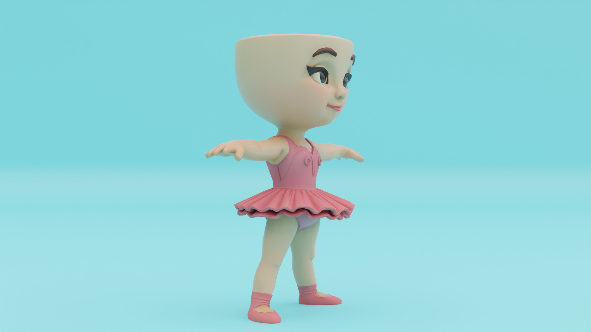 3D model Ballerina Cappuccina T-pose Italian brainrot Low Poly Character VR / AR / low-poly ...