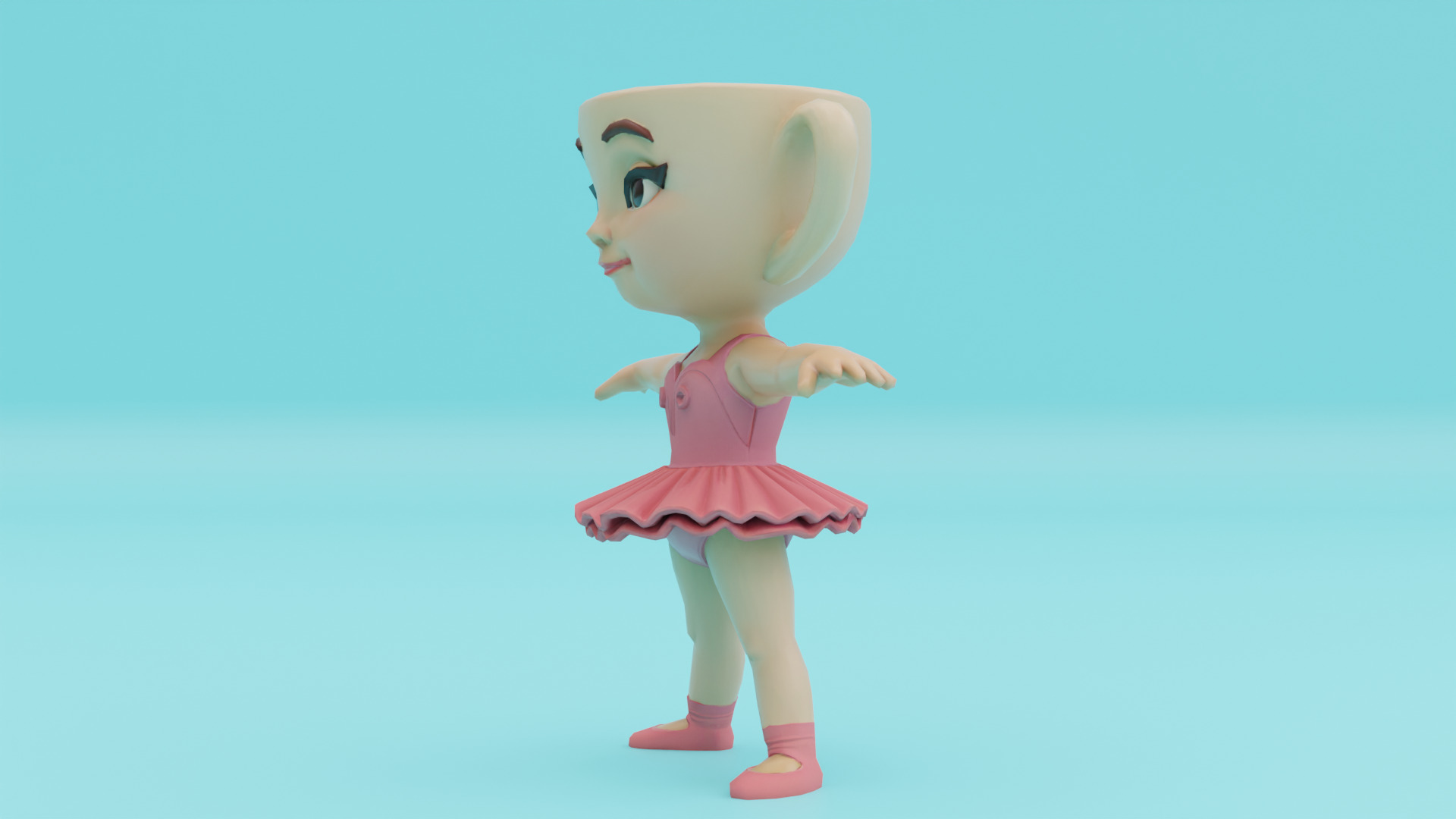 3D model Ballerina Cappuccina T-pose Italian brainrot Low Poly Character VR / AR / low-poly ...