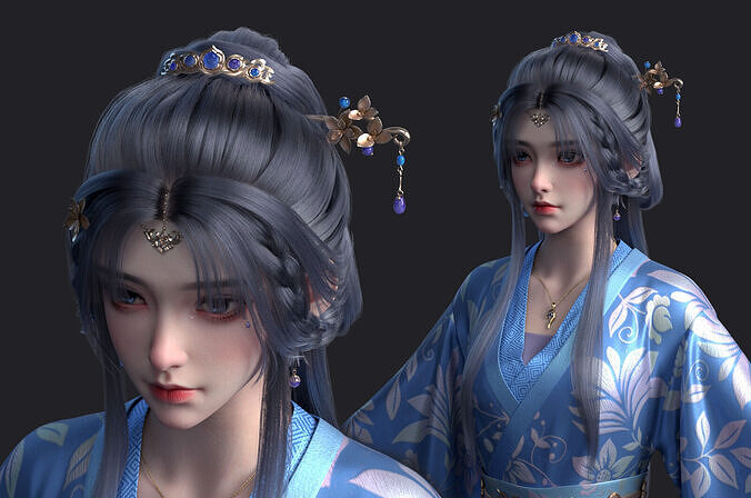 Beauty in ancient costume beautiful virtual human 3D model 3D model ...