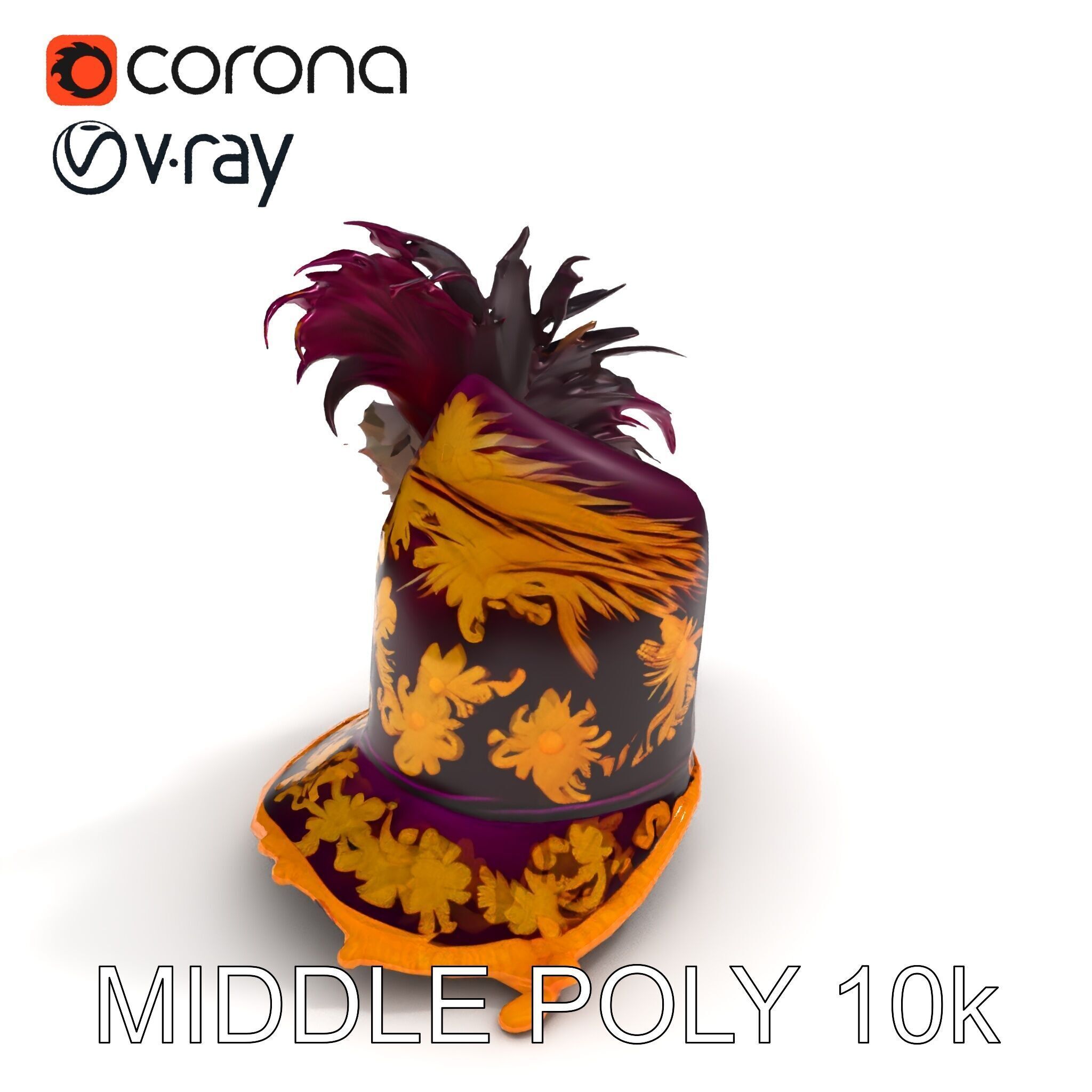 3D model Baroque Feathered Hat Model Pack VR / AR / low-poly | CGTrader