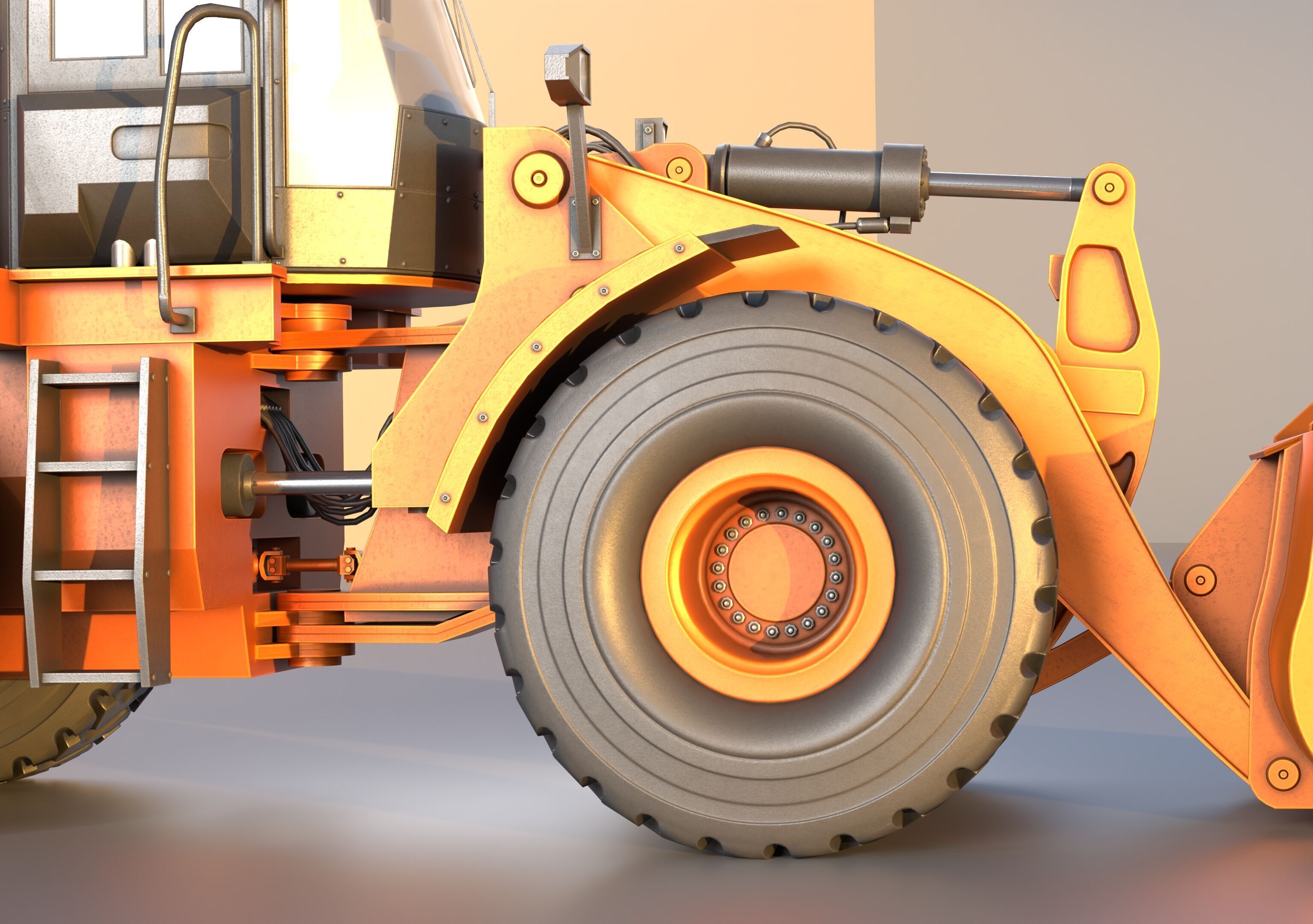 3D model Wheel Loader Deep Orange VR / AR / low-poly | CGTrader