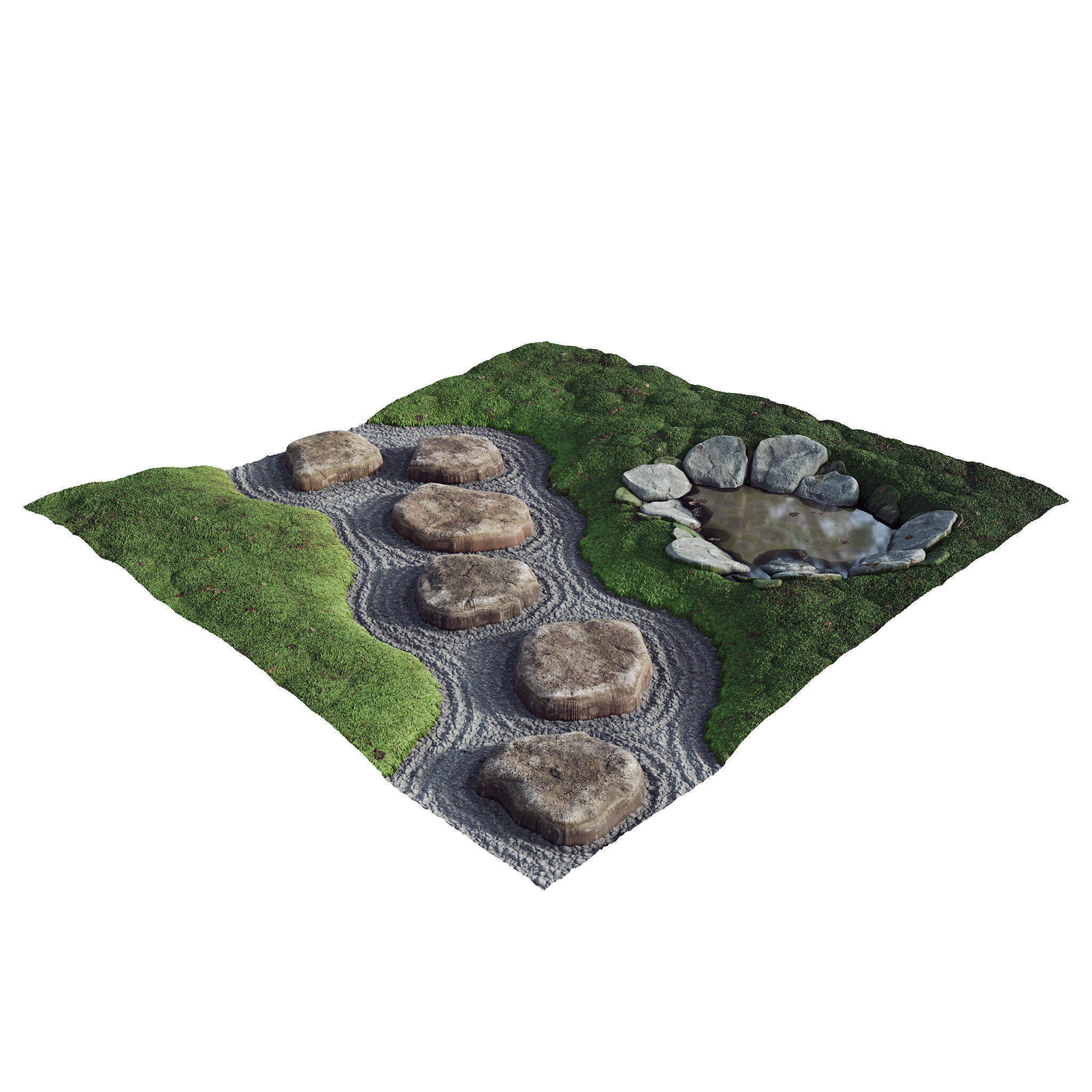 3D model Japanese Zen Garden 07 - Lowpoly - HQ - PBR - 4K VR / AR / low ...