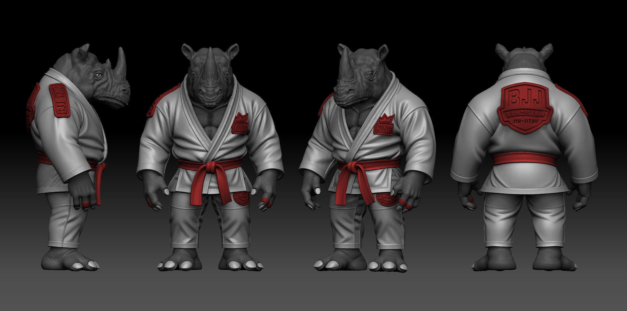 Rhino Jiu-Jitsu Fighter BJJ Tabletop Miniature for 3D Printing 3D model ...