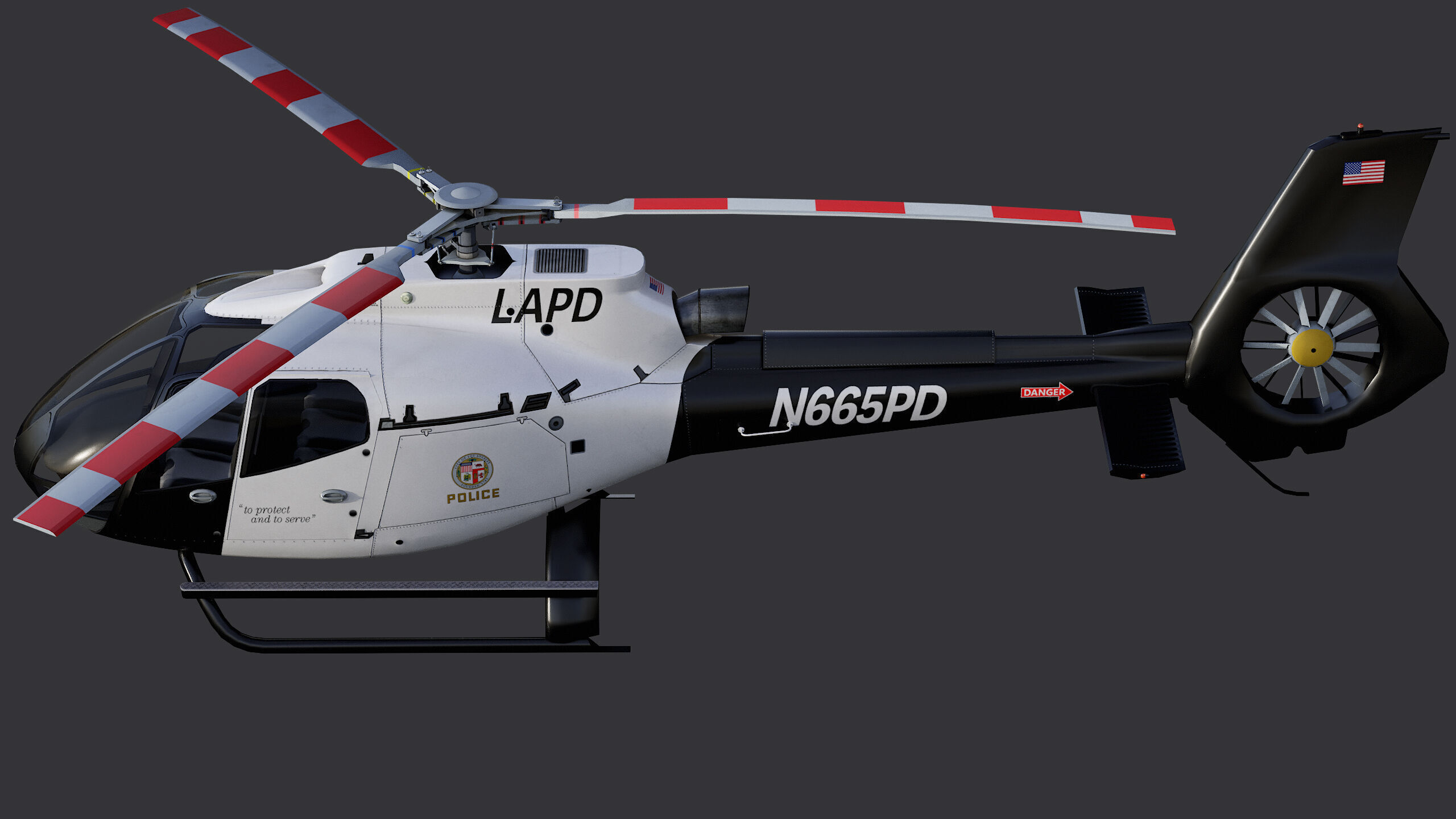 3D model Animated Airbus H130 Helicopter - LAPD Livery - VR / AR / low ...