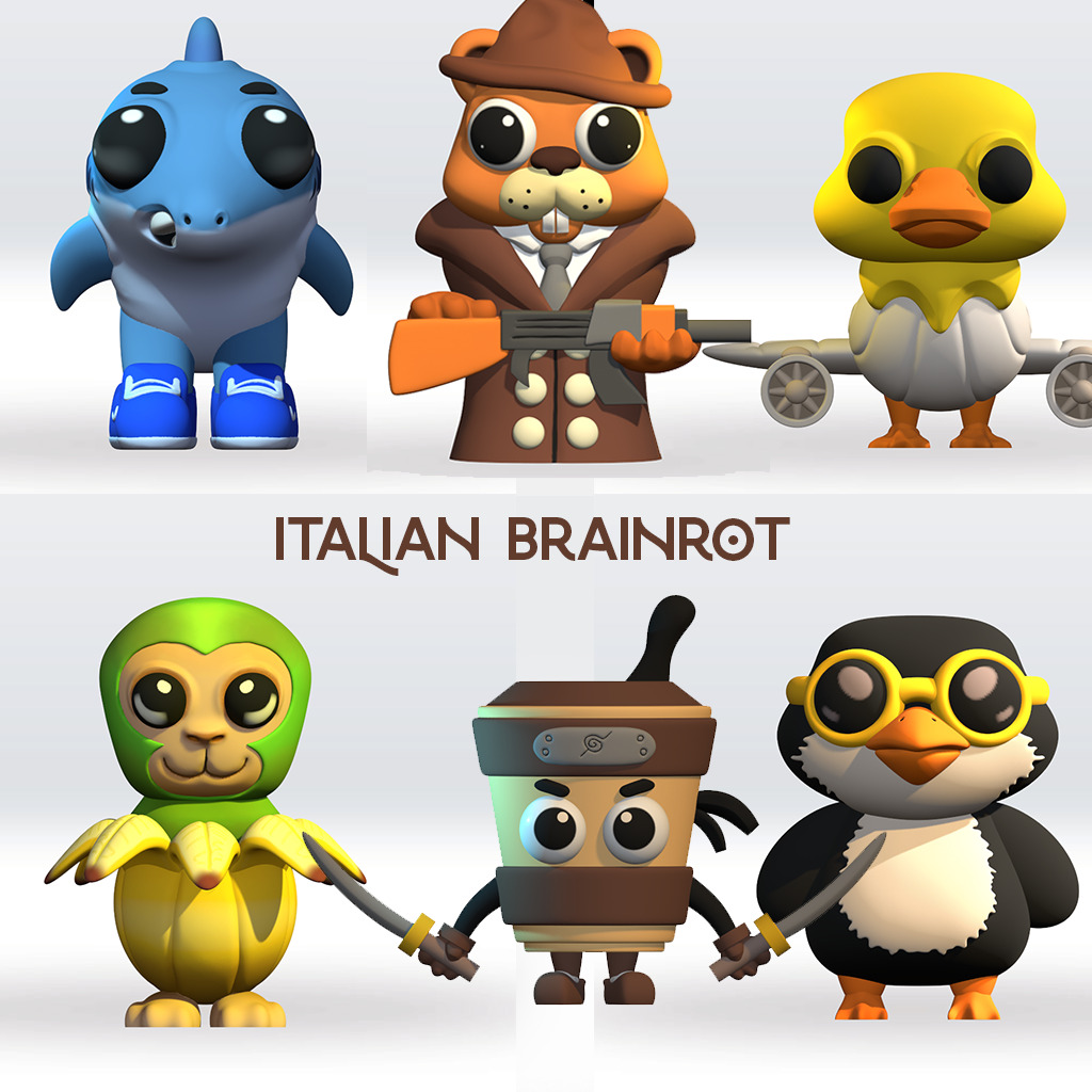 Italian Brainrot STL file 3D Models Pack Fanart characters 3D model 3D printable | CGTrader