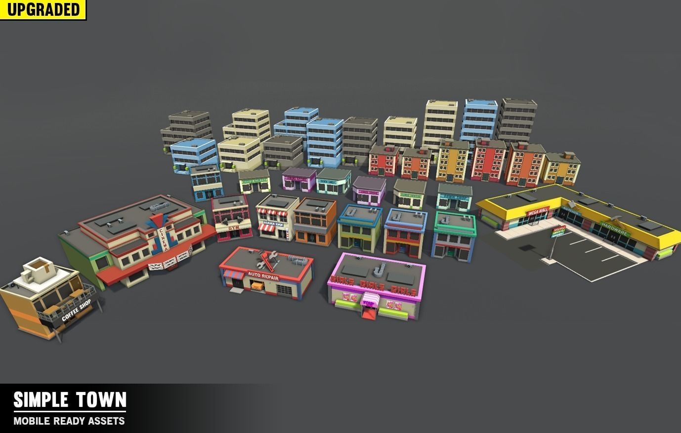 3D model Simple Town - Cartoon Assets VR / AR / low-poly | CGTrader