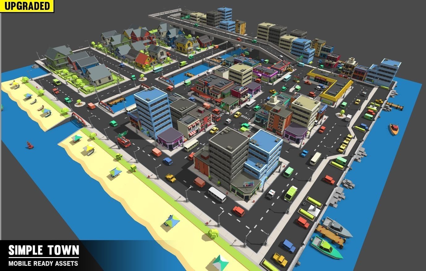 3D model Simple Town - Cartoon Assets VR / AR / low-poly | CGTrader