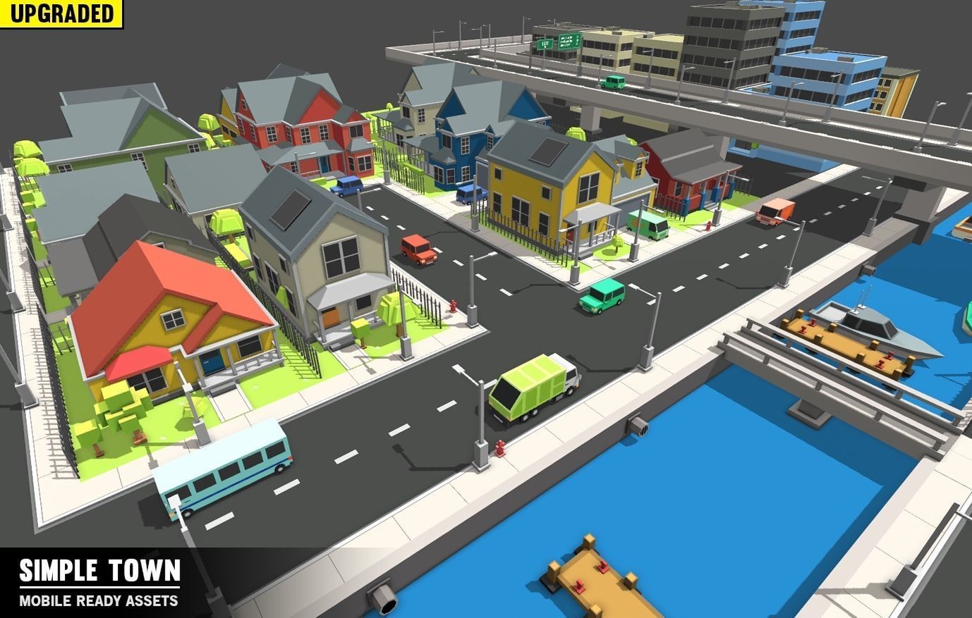 3D model Simple Town - Cartoon Assets VR / AR / low-poly | CGTrader