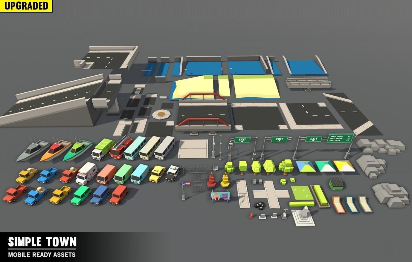 3D model Simple Town - Cartoon Assets VR / AR / low-poly | CGTrader