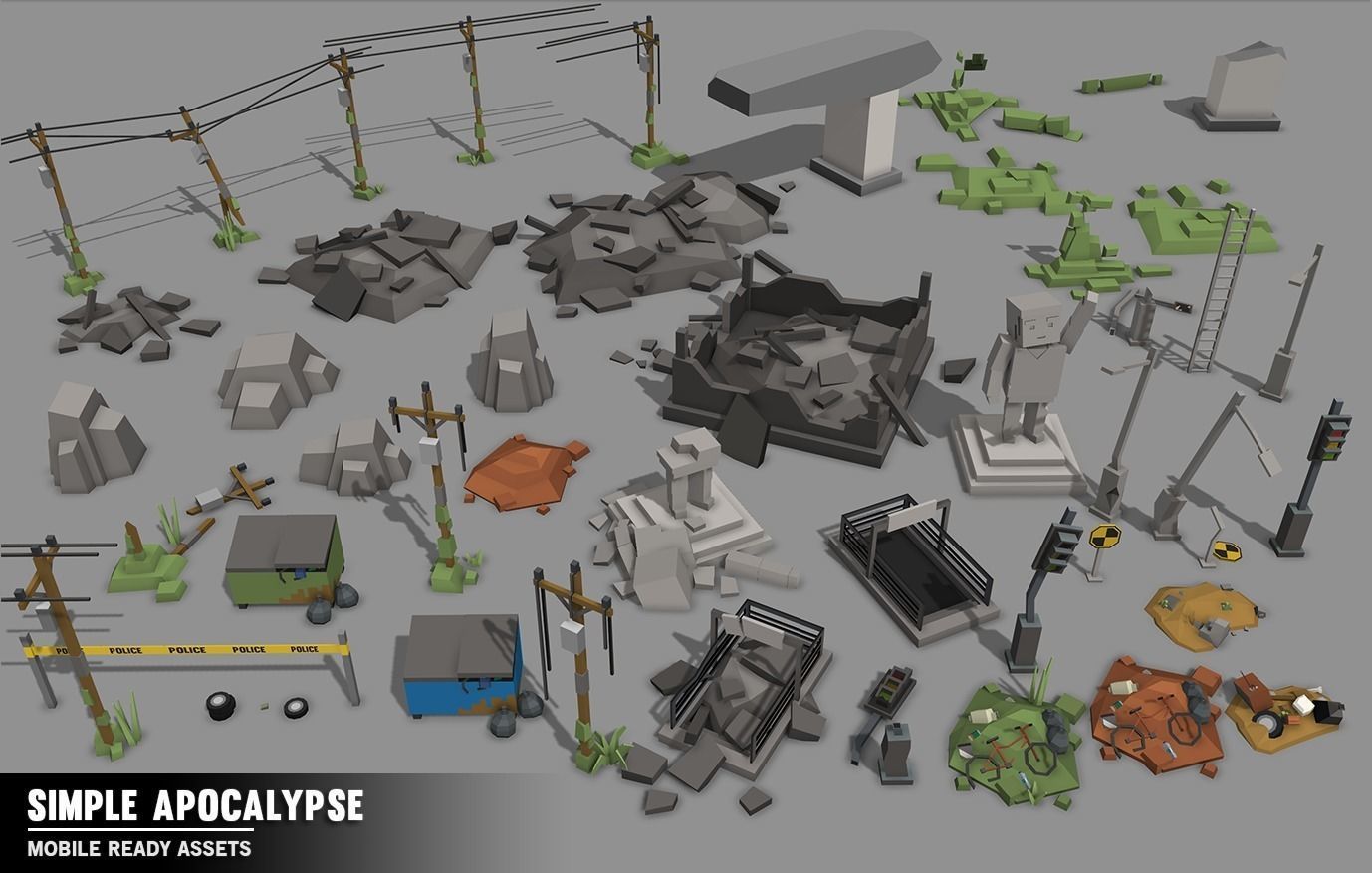 3D model Simple Apocalypse - Cartoon Assets VR / AR / low-poly rigged animated | CGTrader