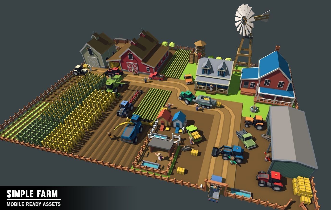 3D model Simple Farm - Cartoon Assets VR / AR / low-poly rigged ...