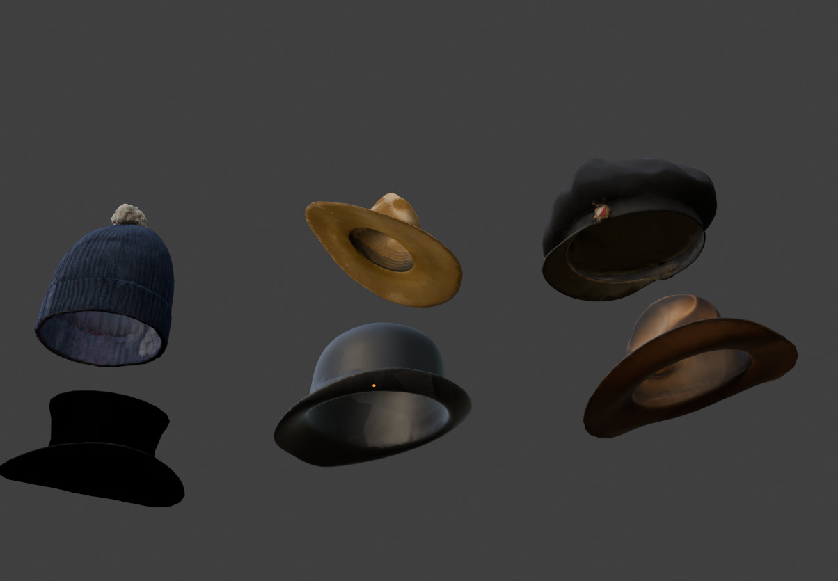 Hats 3d models low poly flat textures free VR / AR / low-poly 3D model ...