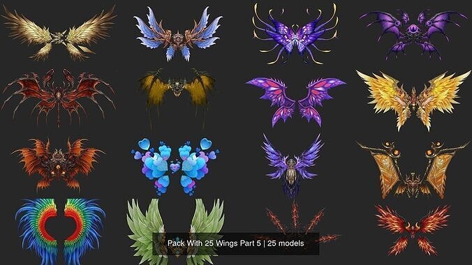 3D Model Collection Pack With 25 Wings Part 5 VR / AR / low-poly | CGTrader
