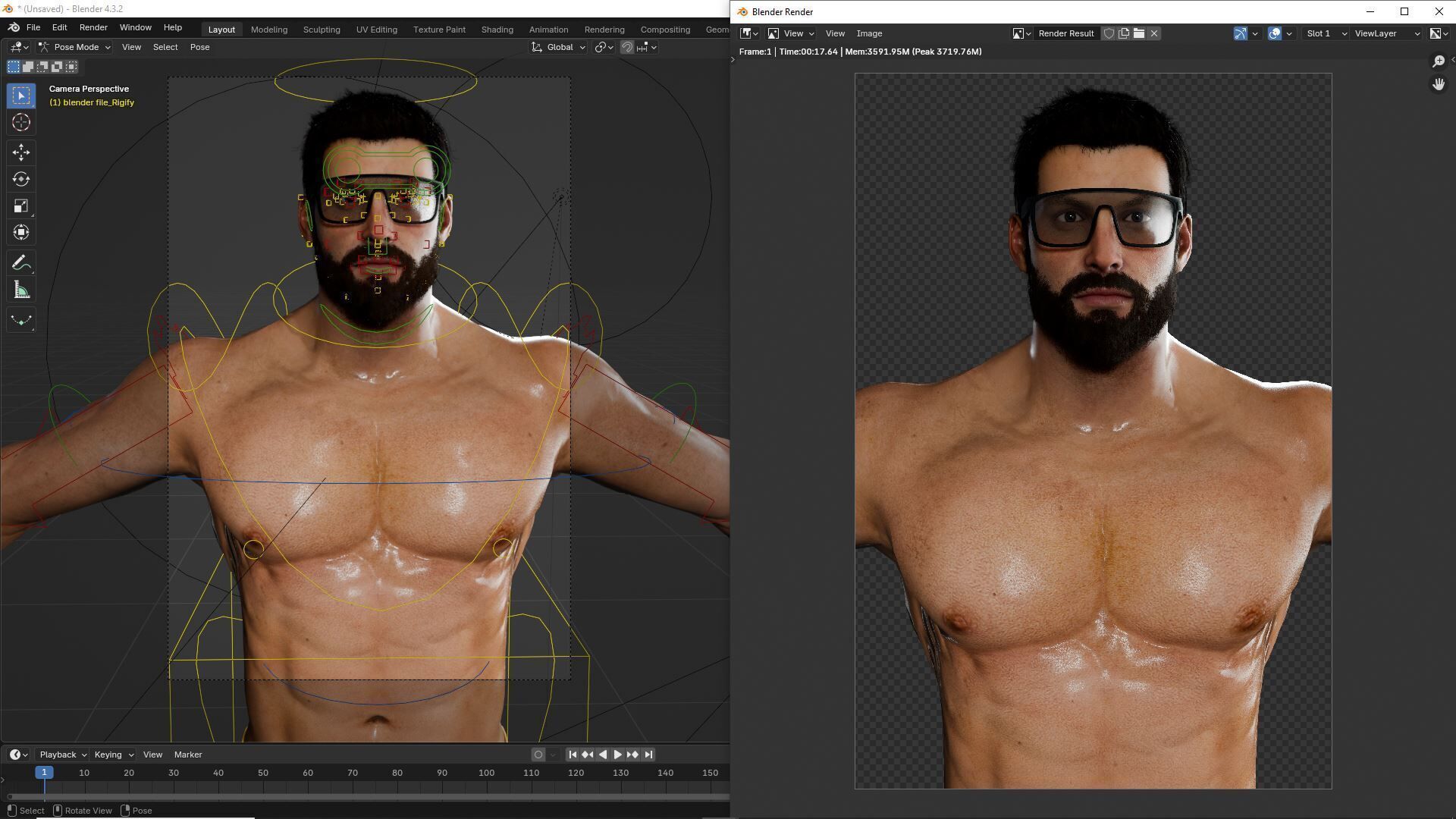 3D model RIck Realistic Male Bodybuilder Character PBR Rigged VR / AR ...