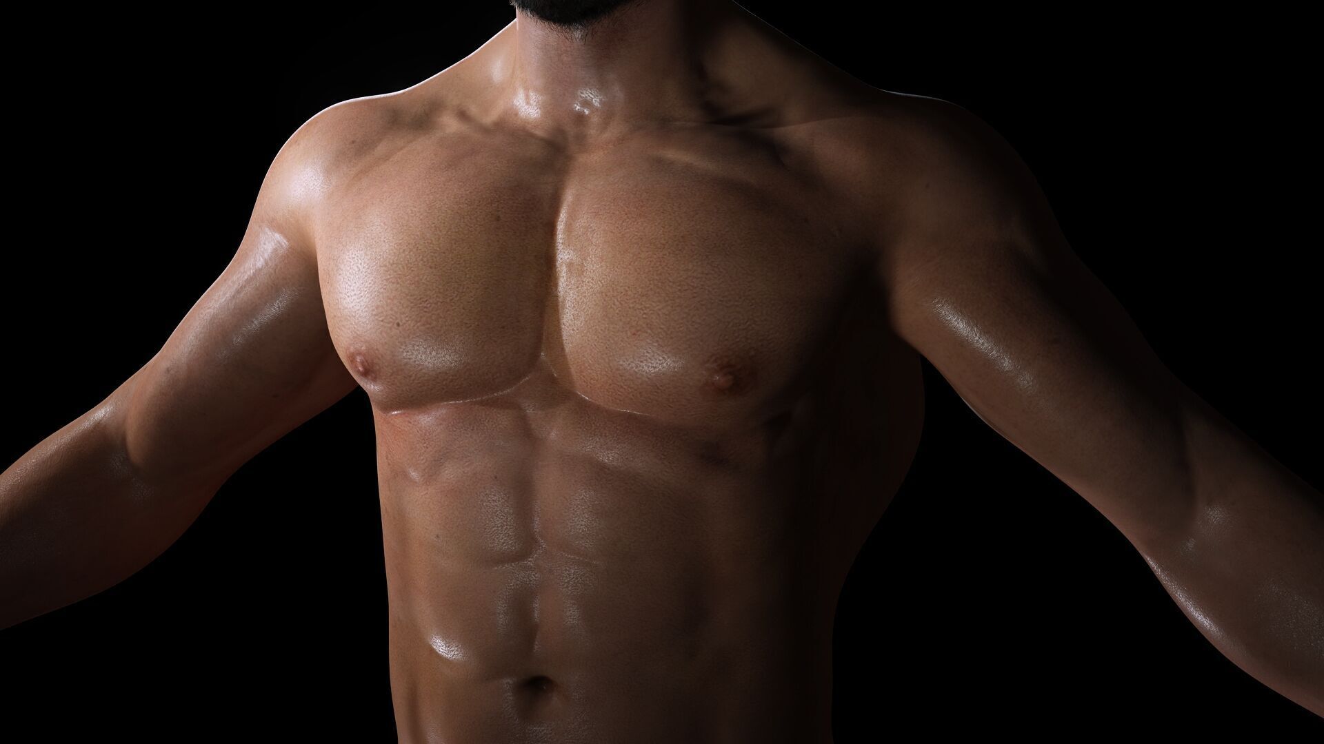 3D model RIck Realistic Male Bodybuilder Character PBR Rigged VR / AR ...