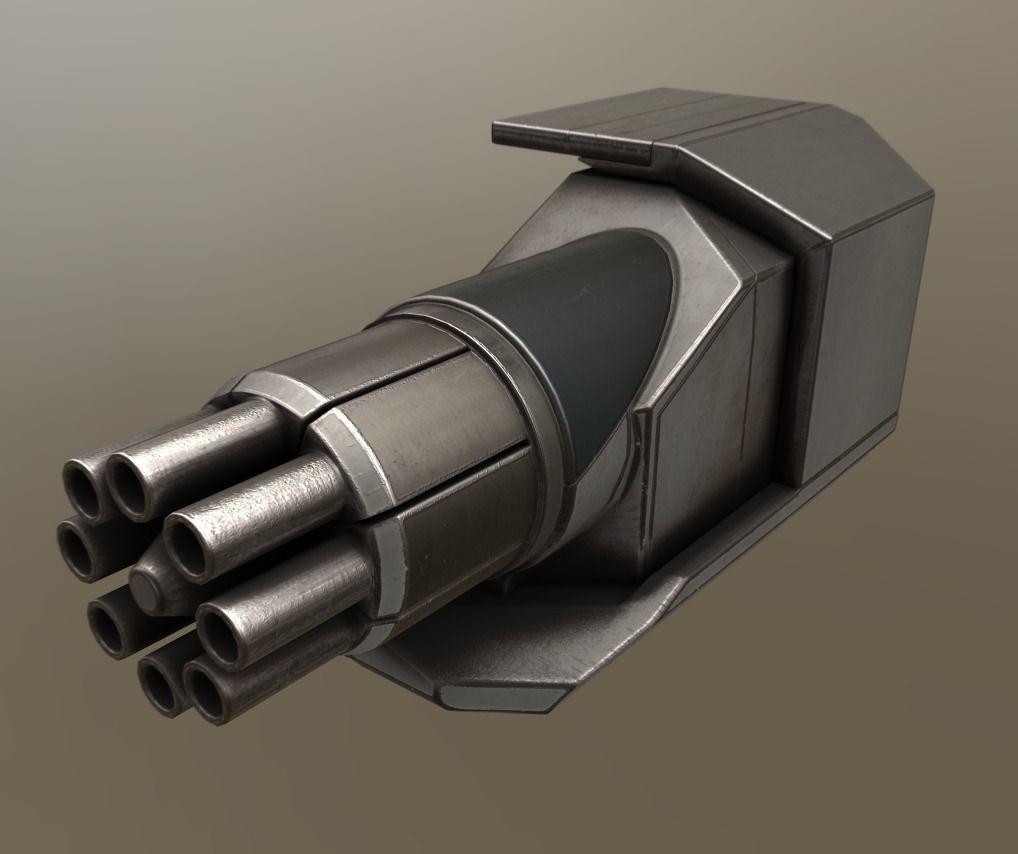 3D model Futuristic Gatling Gun Tower Animated VR / AR / low-poly ...