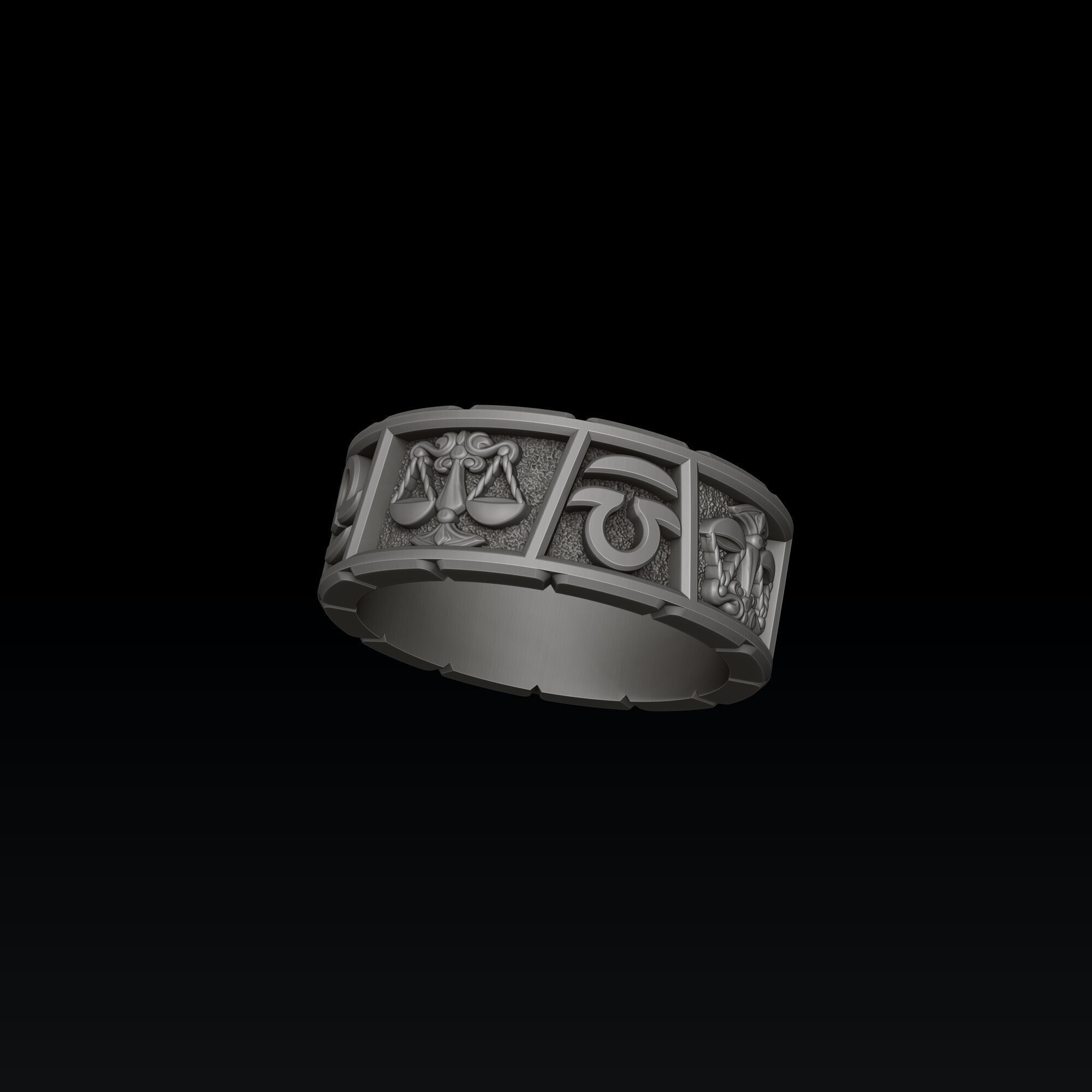 Horoscope Libra Ring v2 3D model 3D printable | CGTrader