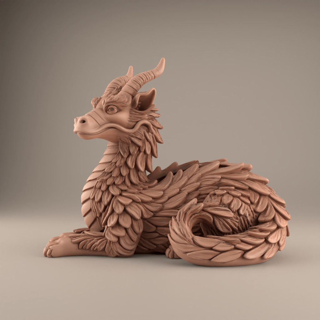 3D Dragon Sculpture Model for Home Decor - STL File 3D model 3D ...