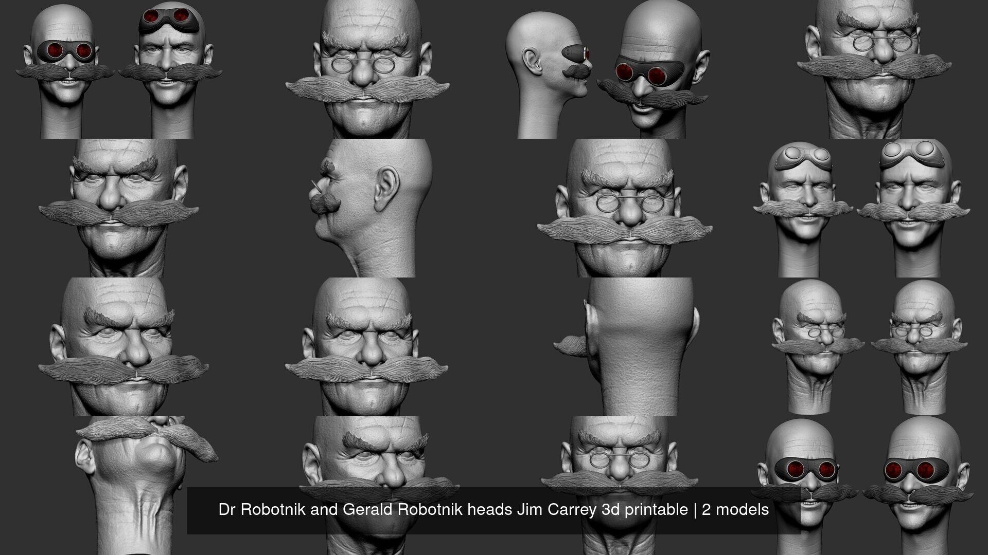 Dr Robotnik and Gerald Robotnik heads Jim Carrey 3d printable 3D Model ...