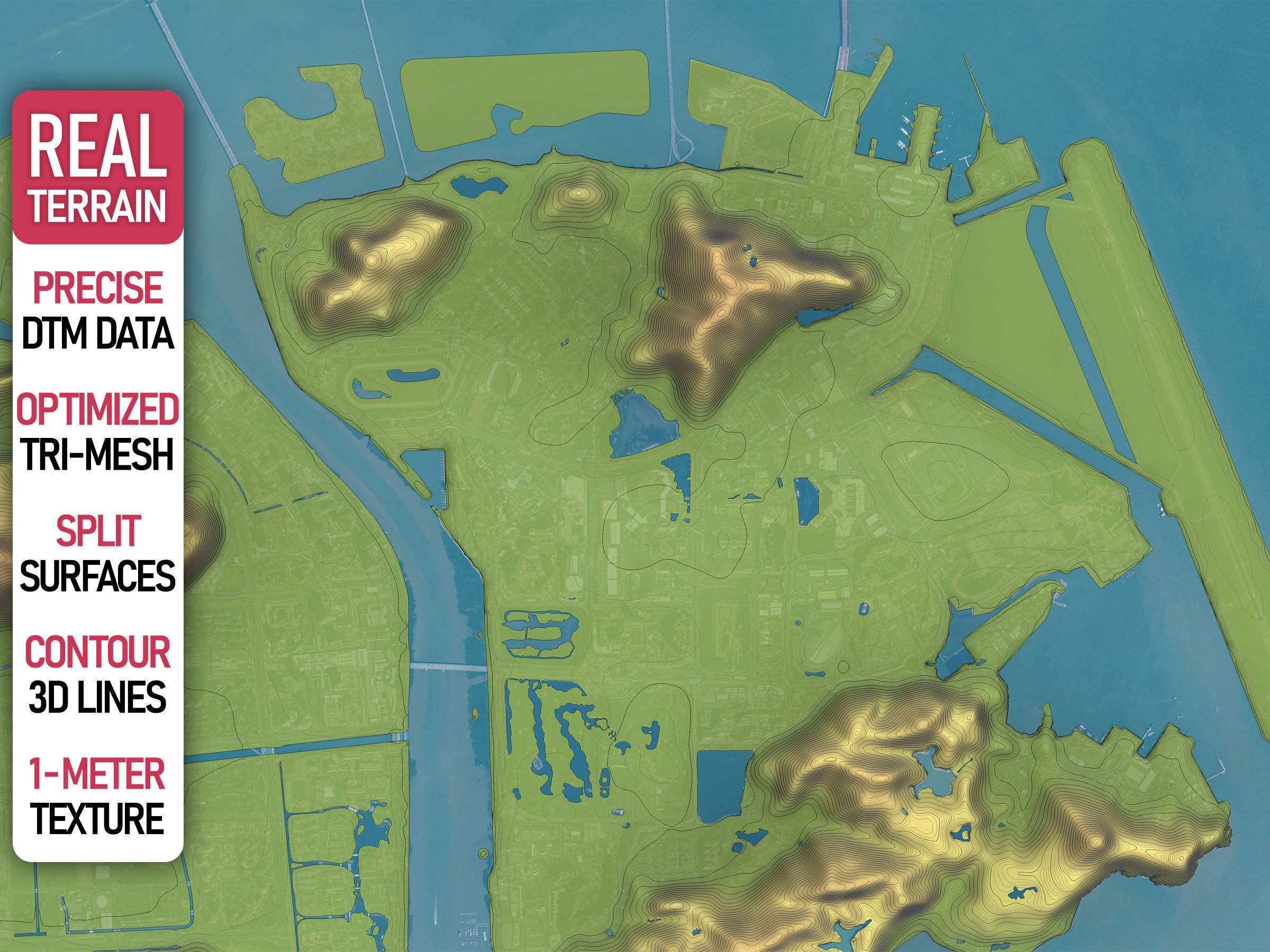 3D model Macao - Topography Terrain VR / AR / low-poly | CGTrader
