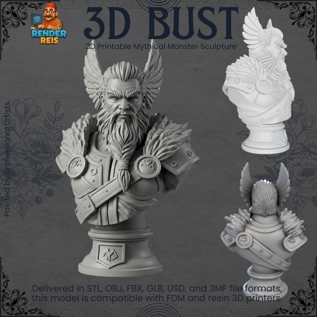 Odin Bust 3D Printable Norse Mythology God Statue 3D model 3D printable ...